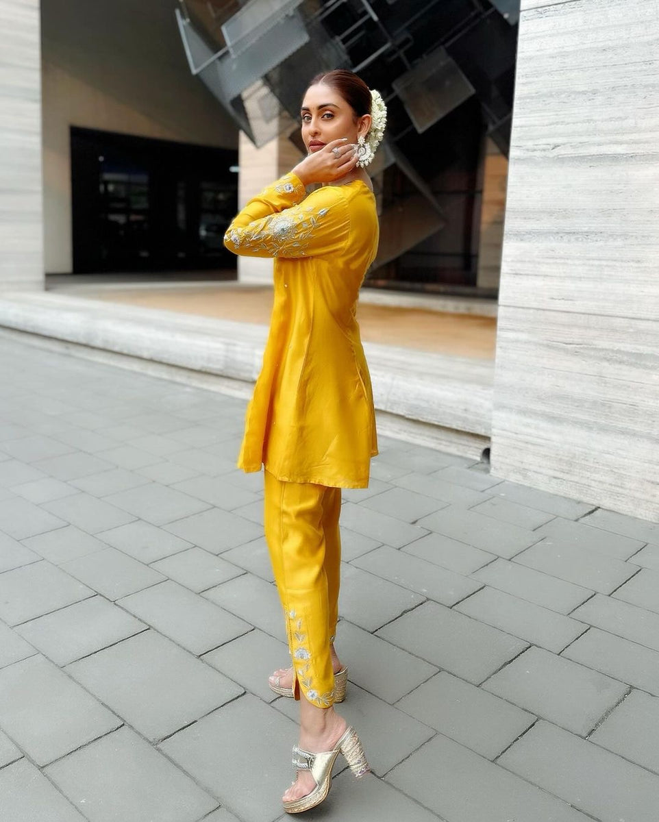 Yellow Kurta paired with our Signature Apple Cut Pants – Trumpet Vine